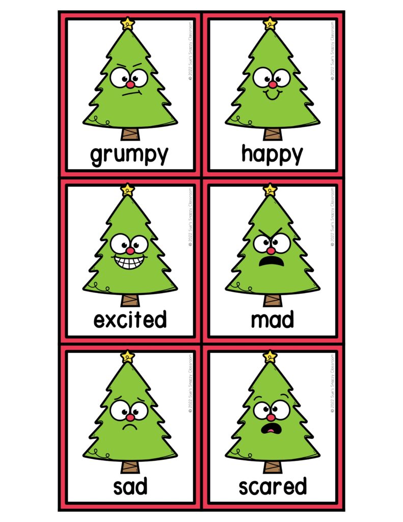Christmas Tree Emotion Cards | Playdough Fine Motor Skills Activity ...