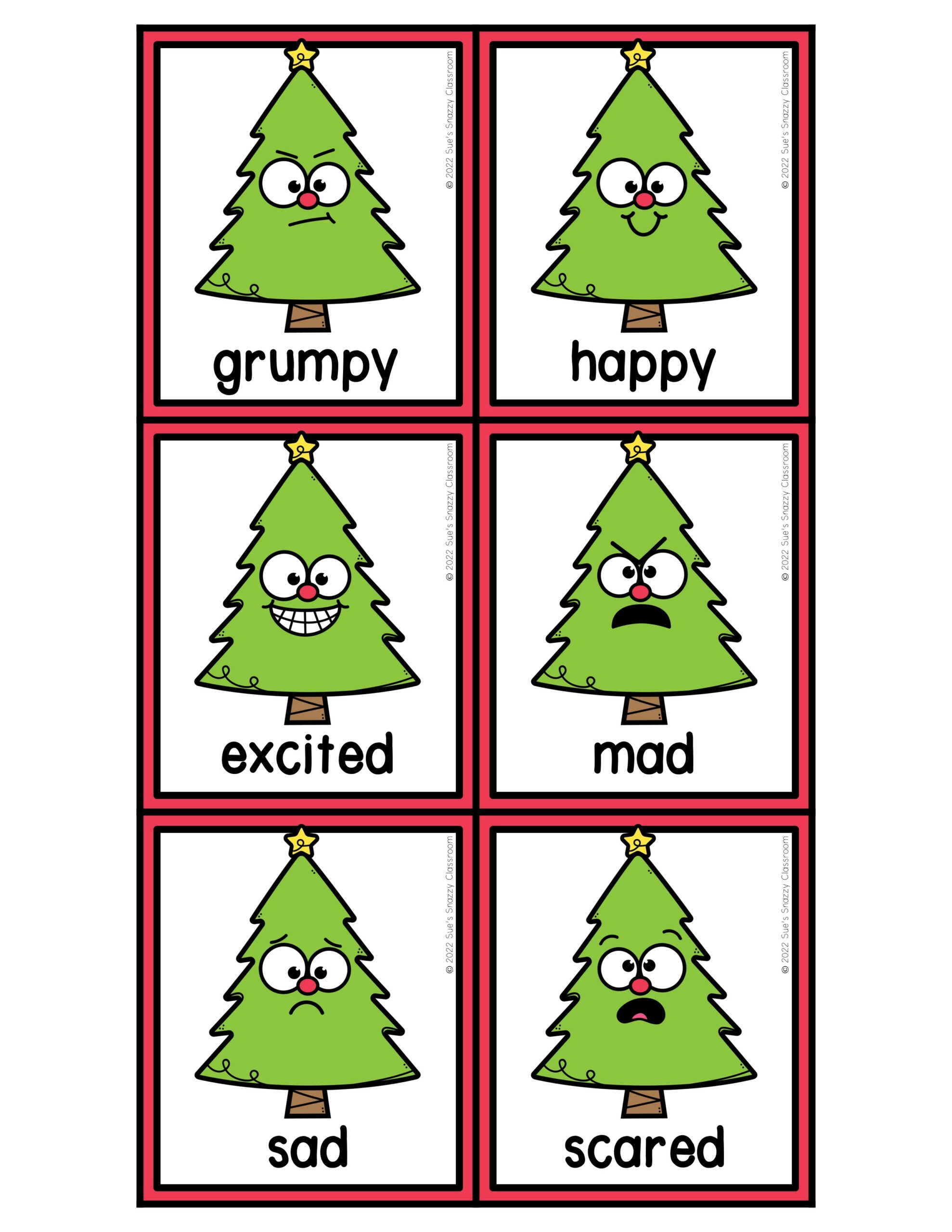 Christmas Tree Emotion Cards | Playdough Fine Motor Skills Activity ...