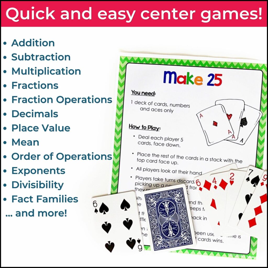 Math Card Games For Math Fact Fluency Fractions Math Games With