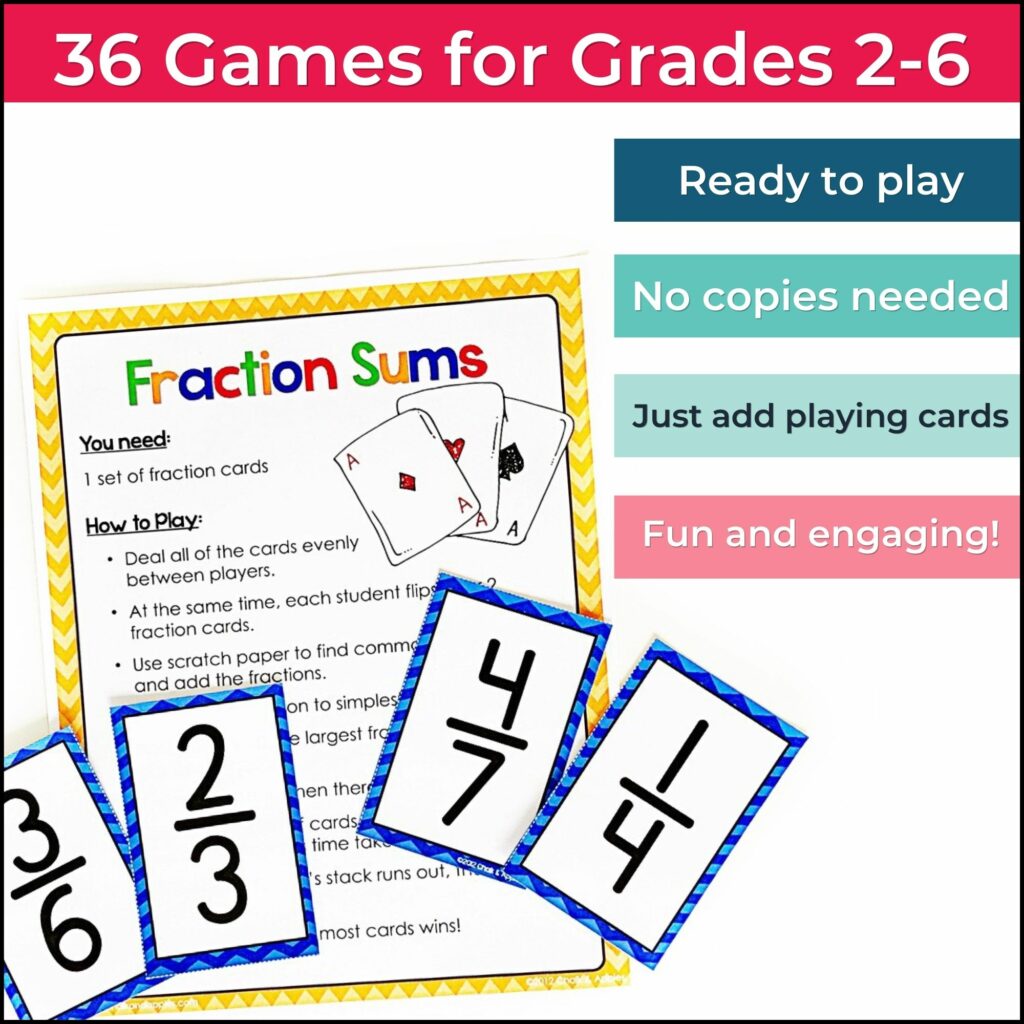 Math Card Games For Math Fact Fluency Fractions Math Games With