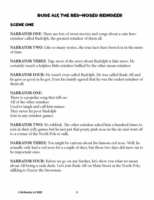 Christmas Readers' Theater Fun Script: Rude Alf the Red-Nosed Reindeer ...