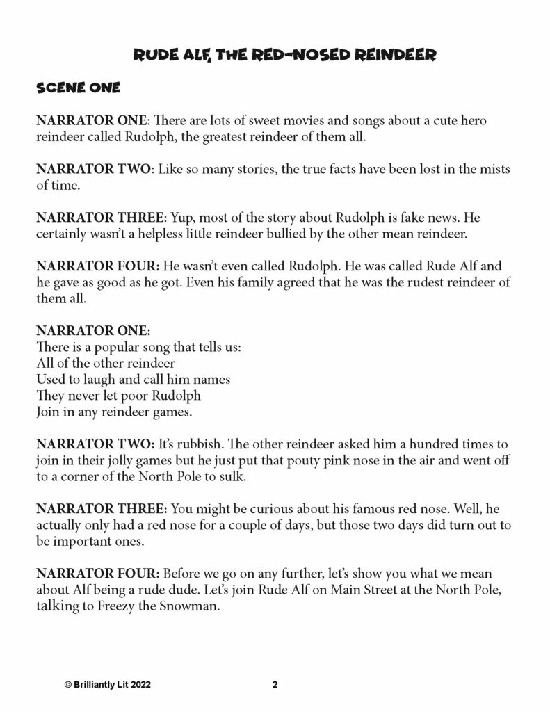 Christmas Readers' Theater Fun Script: Rude Alf the Red-Nosed Reindeer ...