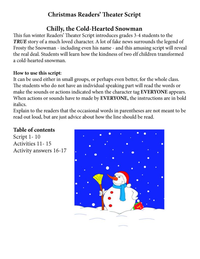Christmas Readers' Theater Fun Script: Chilly the Snowman | Made By ...