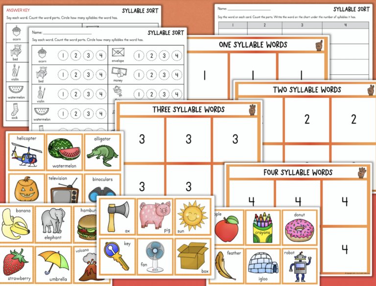 Counting Syllables Phonemic Awareness Activities & Games 1 2 3 4 ...
