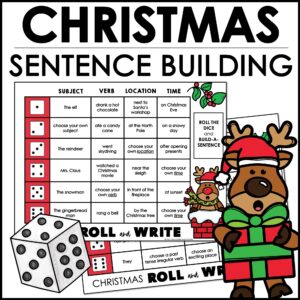 Christmas Roll and Write - "Build A Sentence" - Sentence Building ...