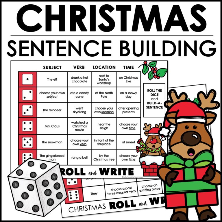 Christmas Roll and Write - "Build A Sentence" - Sentence Building ...
