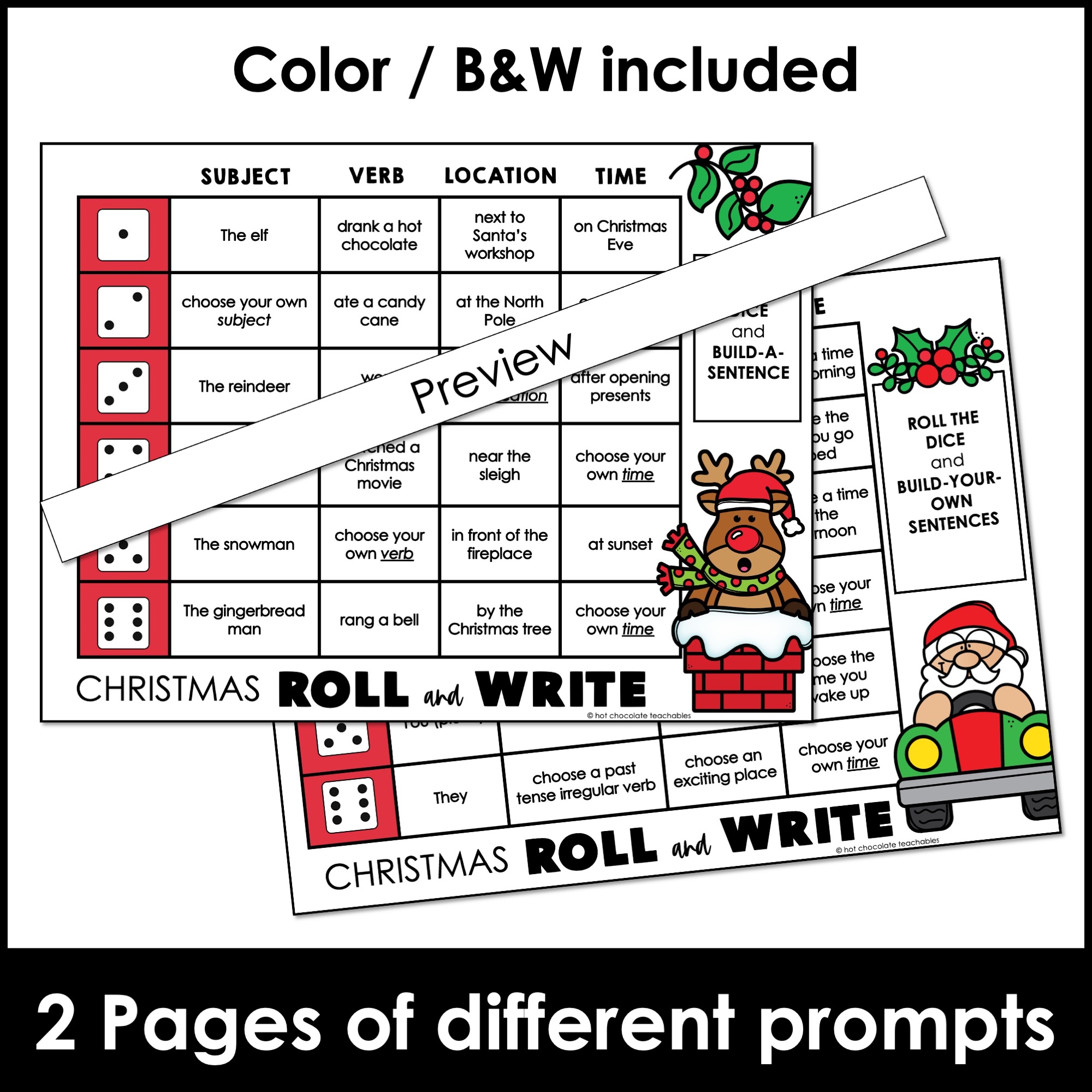 Christmas Roll and Write - "Build A Sentence" - Sentence Building ...