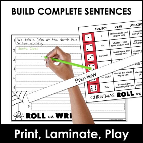 Christmas Roll and Write - "Build A Sentence" - Sentence Building ...