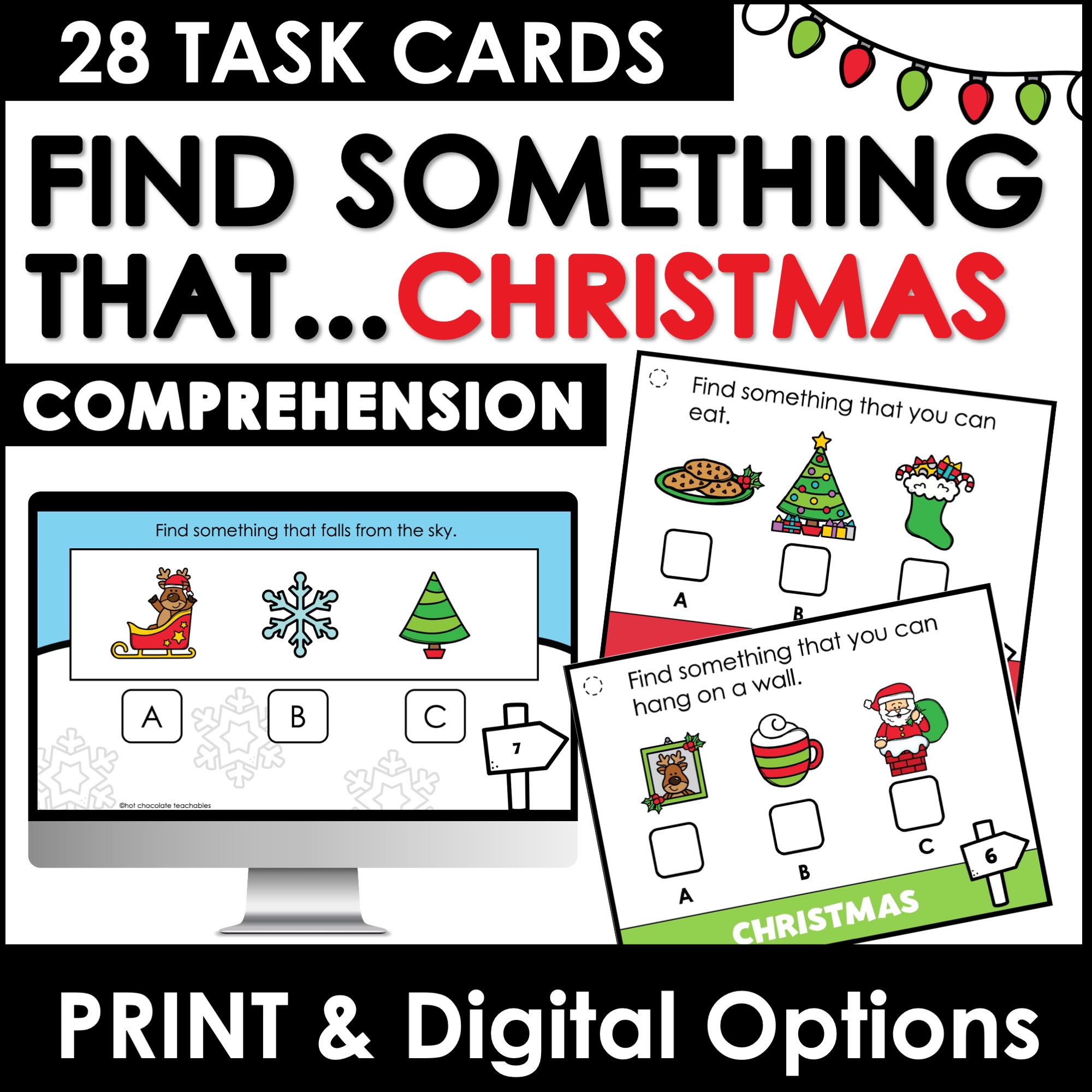 Christmas Task Cards: Sentence Comprehension Activity for ESL, ELA, ELL ...
