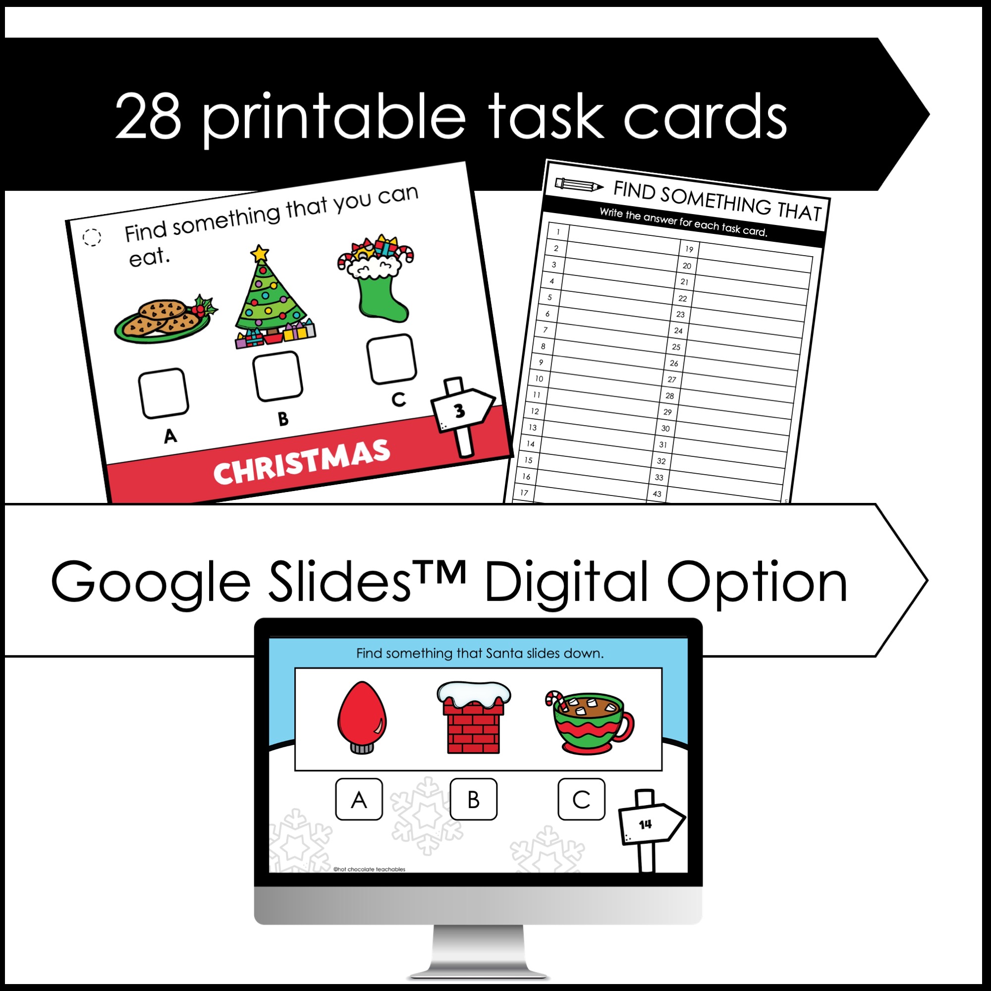 Christmas Task Cards: Sentence Comprehension Activity for ESL, ELA, ELL ...