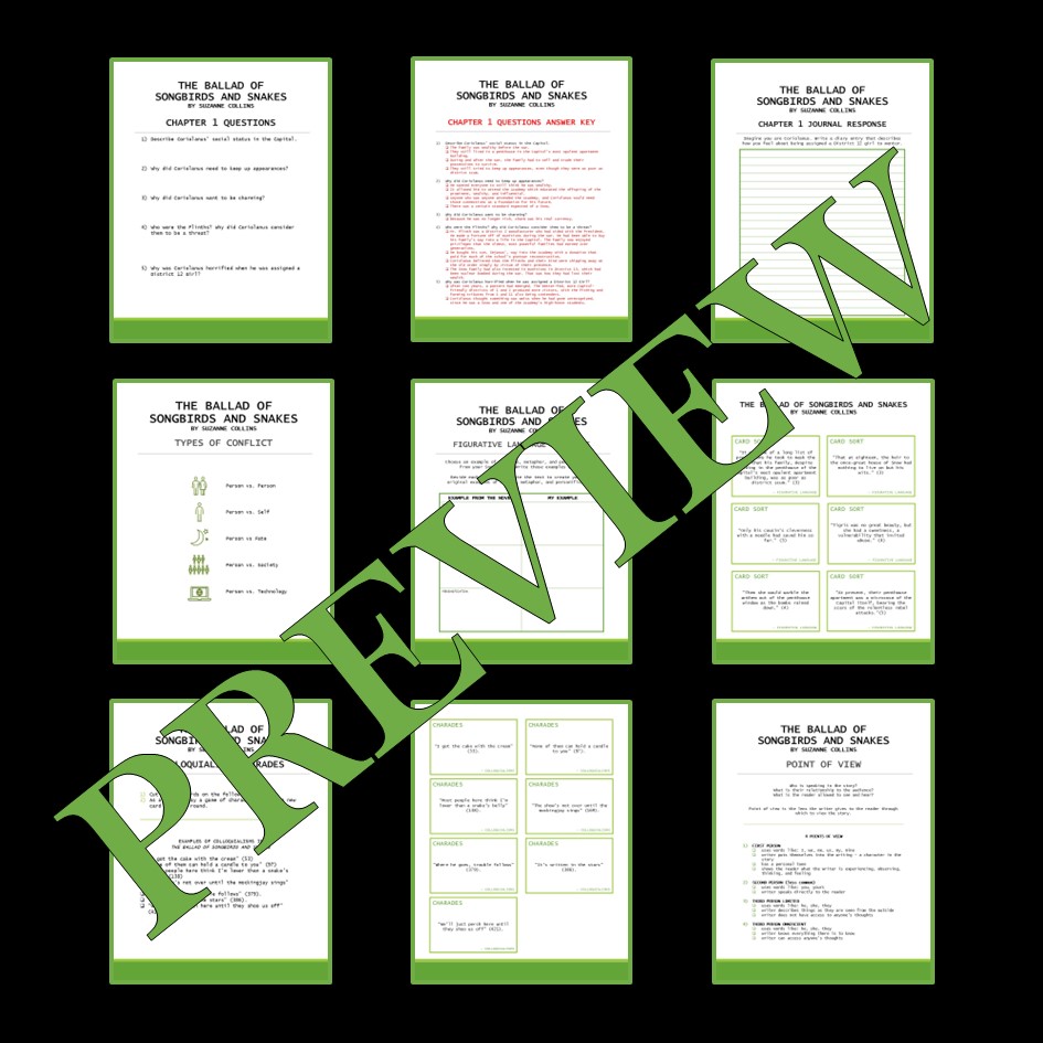 THE BALLAD OF SONGBIRDS AND SNAKES Novel Study | Made By Teachers