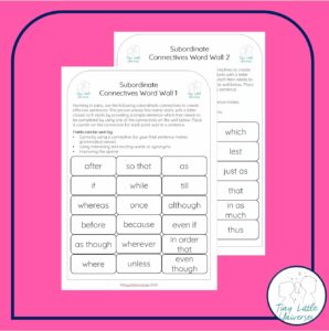 Subordinating Conjunctions NO PREP Sentence Combining Games and ...