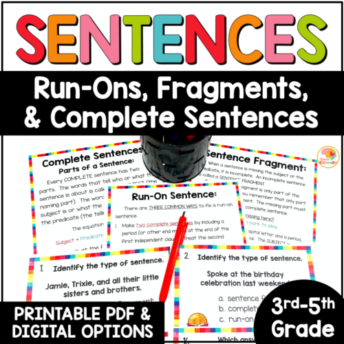 Complete and Incomplete Sentences: Run Ons, Fragments Worksheets ...