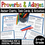 Proverbs and Adages Task Cards, Anchor Charts, and Worksheets: Figurative Language | Made By ...