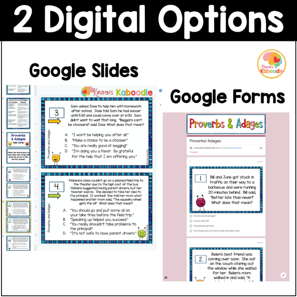 Proverbs and Adages Task Cards, Anchor Charts, and Worksheets ...