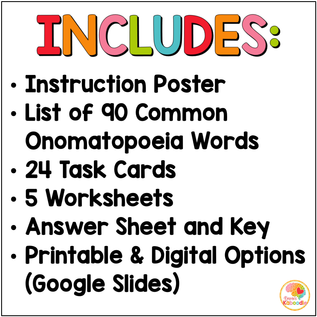 Onomatopoeia Task Cards, Anchor Charts, and Worksheets Activities ...