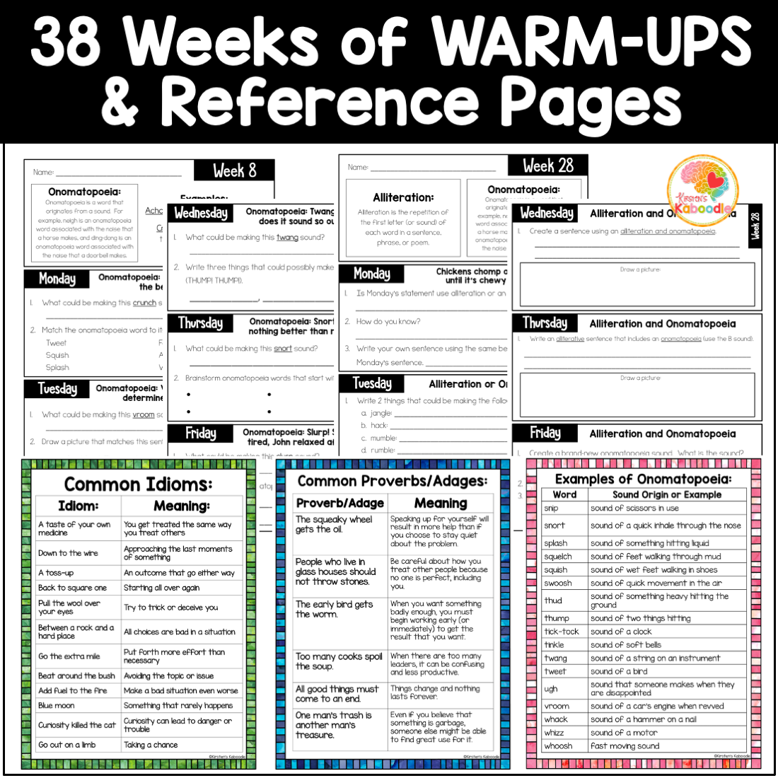 Daily Figurative Language Bell Ringer Warm Up Worksheets and Activities ...