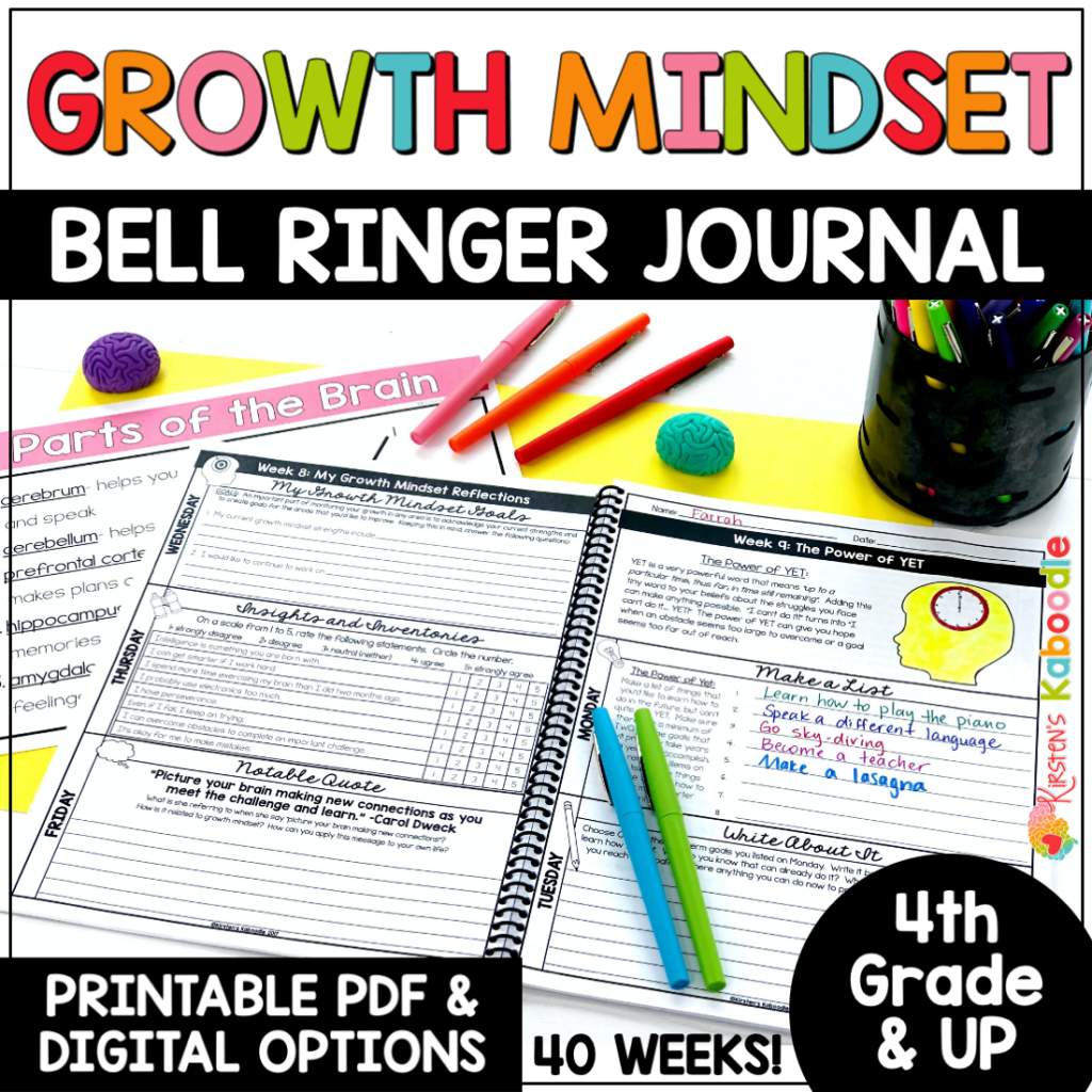 Growth Mindset Daily Bell Ringer Journal, Posters, and Reflections for ...