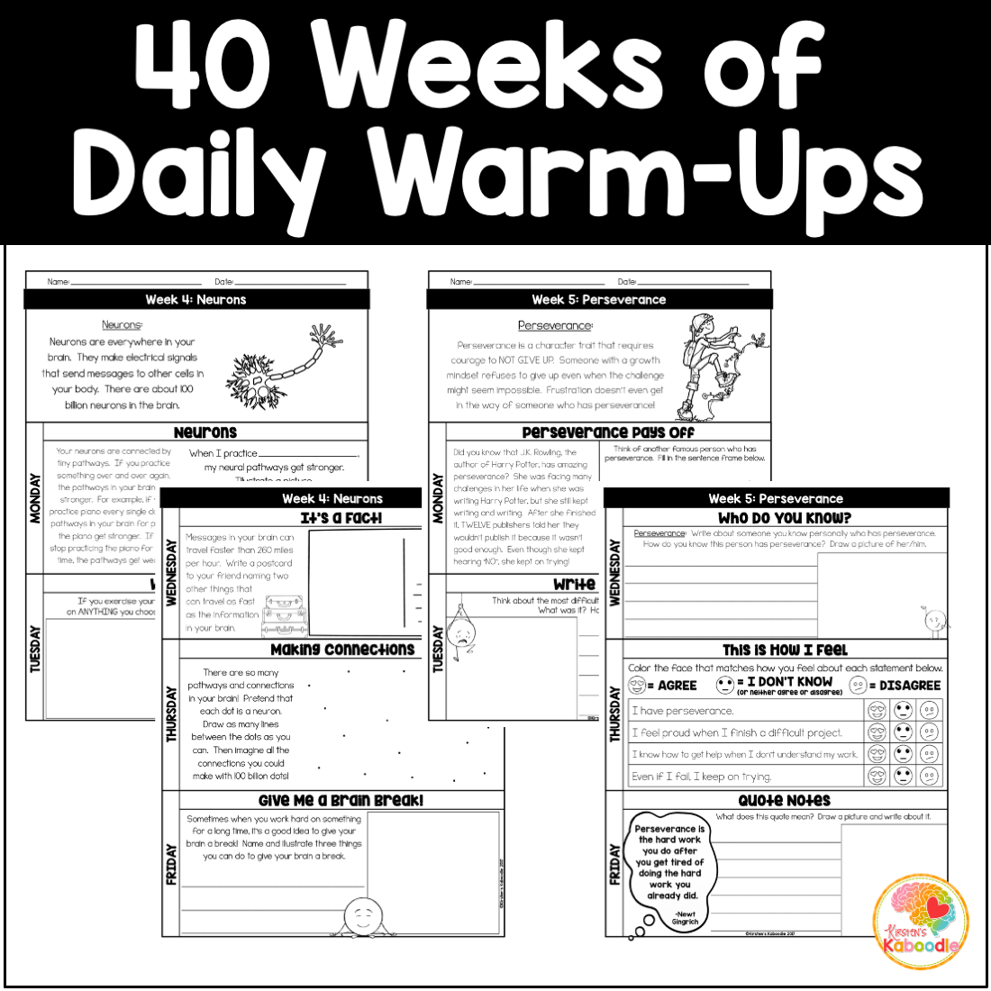 Growth Mindset Daily Bell Ringer Journal, Posters, and Reflections for ...