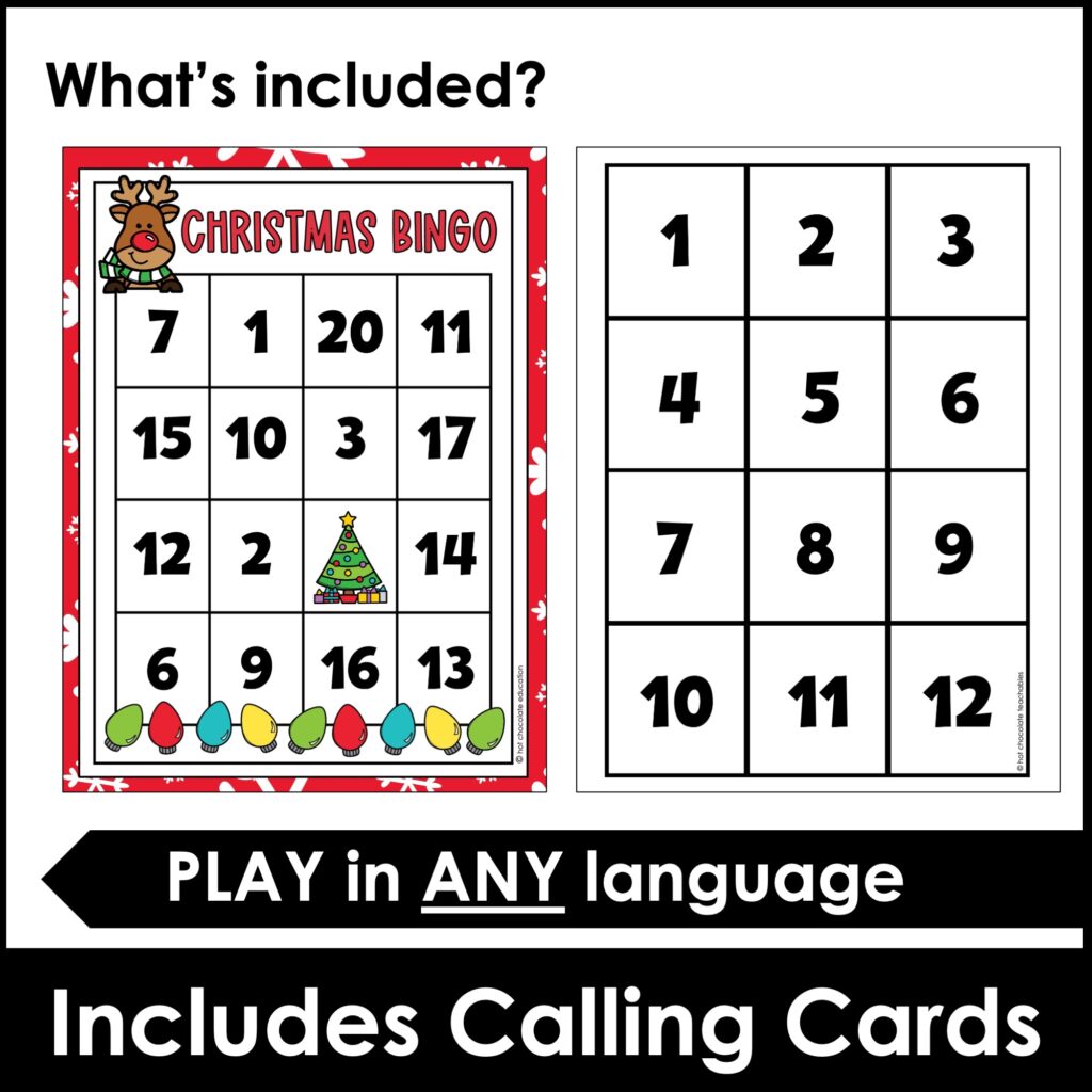 Numbers 1-20 Bingo Game - Christmas Theme | Made By Teachers