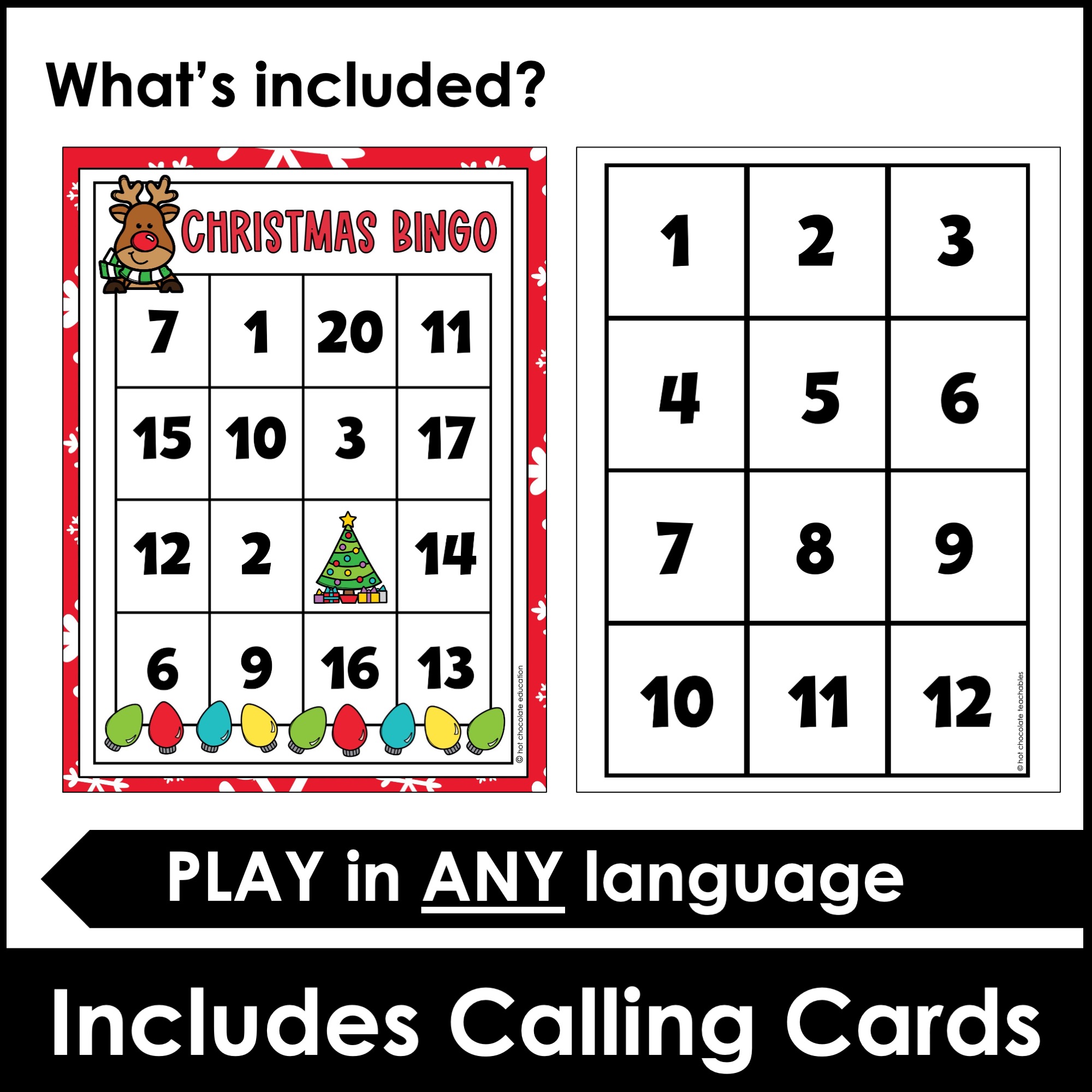 Numbers 1-20 Bingo Game - Christmas Theme | Made By Teachers