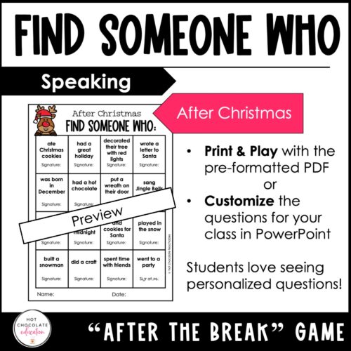 Find Someone Who - Editable Christmas Speaking Activity for ESL/EFL/ELL ...