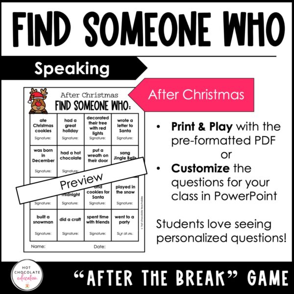 Find Someone Who - Editable Christmas Speaking Activity for ESL/EFL/ELL ...