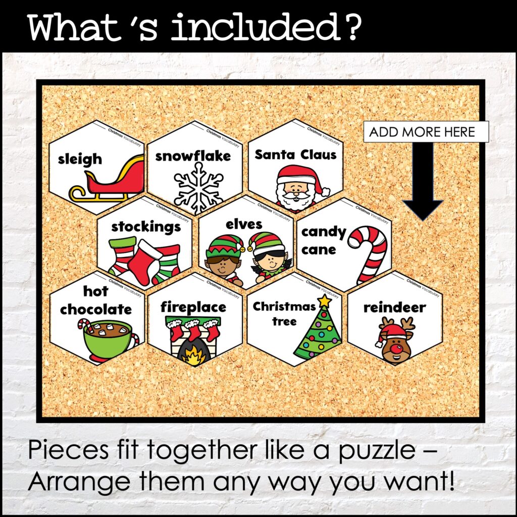 Christmas Vocabulary Posters: Classroom Decor - December Bulletin Board ...