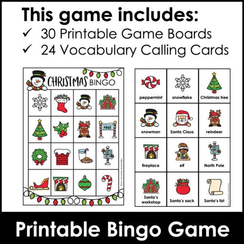 Christmas Bingo - Vocabulary Building Game for ELL - EFL - ESL | Made ...