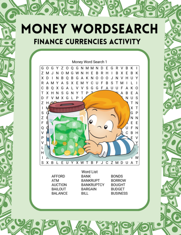 Money Word Search Finance Currencies Literacy Activity - Morning Work ...