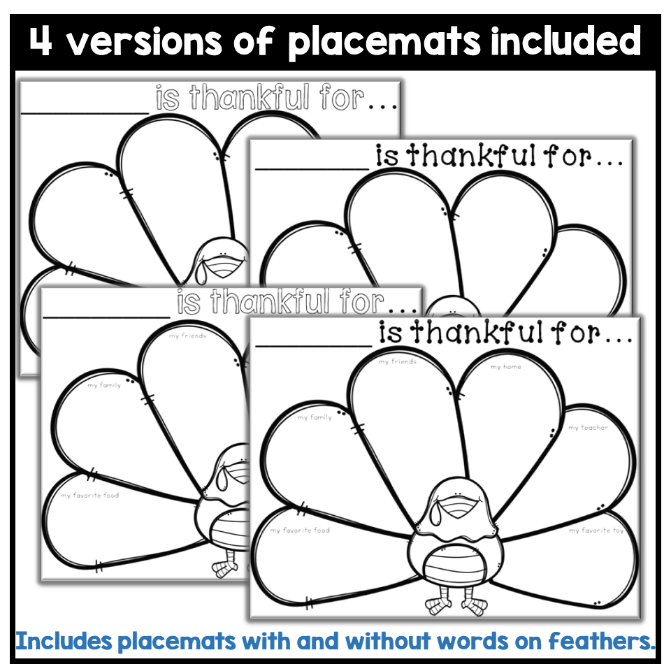 Thanksgiving Turkey Placemat Writing Project - Made By Teachers