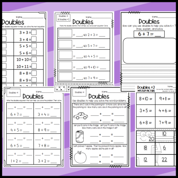 Doubles, Doubles Plus 1, and Doubles Plus 2 Sorts and Worksheets | Made ...