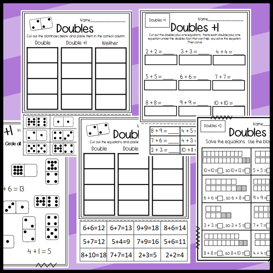 Doubles, Doubles Plus 1, and Doubles Plus 2 Sorts and Worksheets | Made ...