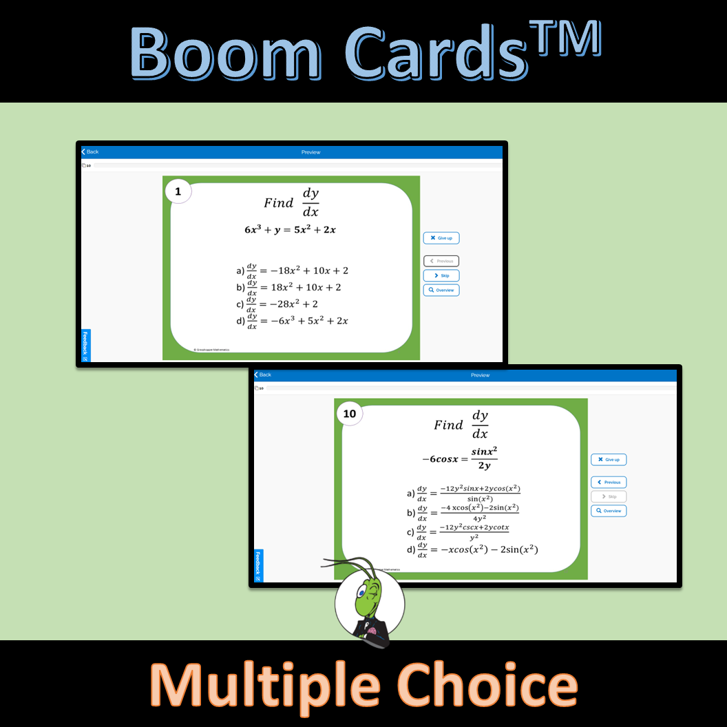 Implicit Differentiation Task Cards Boom Cards | Made By Teachers