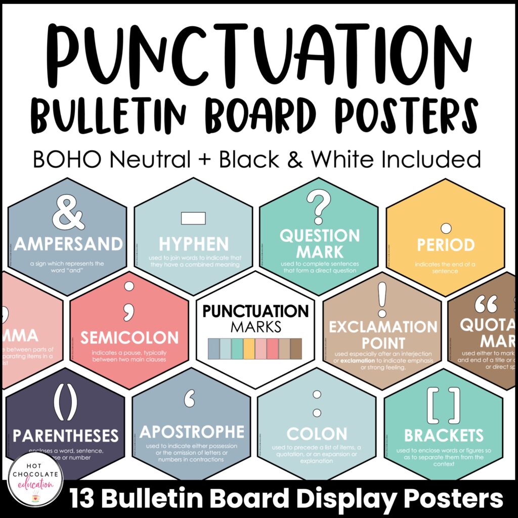 Punctuation Marks Posters: Visual Aid - Bulletin Board Classroom Decor ...