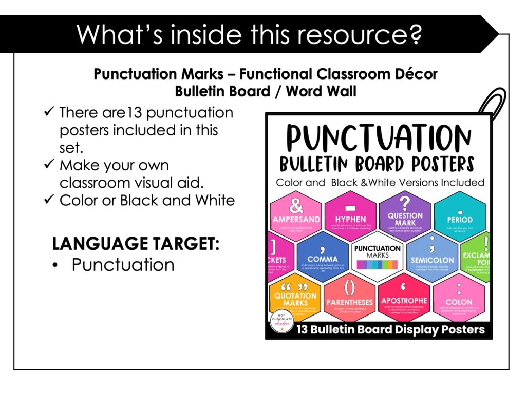Punctuation Marks Posters: Visual Aid - Bulletin Board Display ...