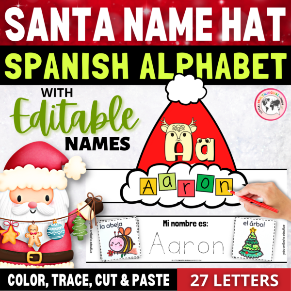 Navidad Spanish Christmas Craft: Santa Christmas Name Hat with Spanish ...
