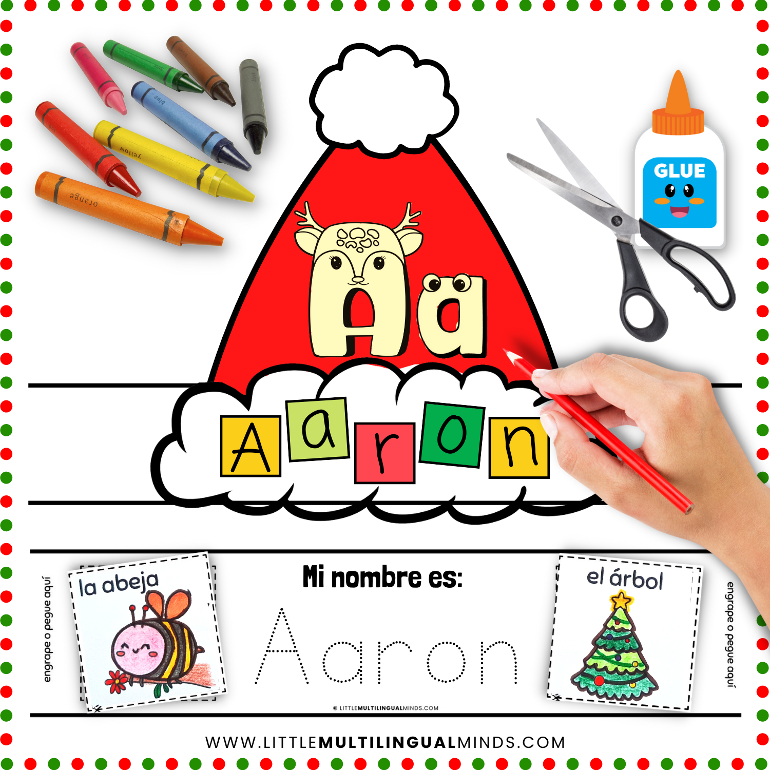 Navidad Spanish Christmas Craft: Santa Christmas Name Hat with Spanish ...