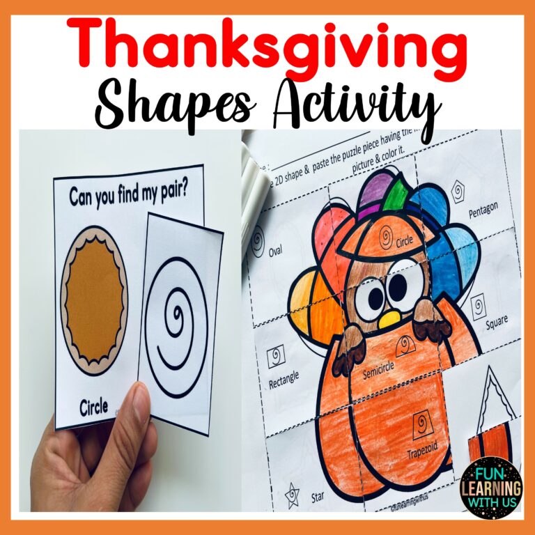 Thanksgiving 2D Shapes Activity | Pumpkin Pie Shapes Puzzles | Made By ...