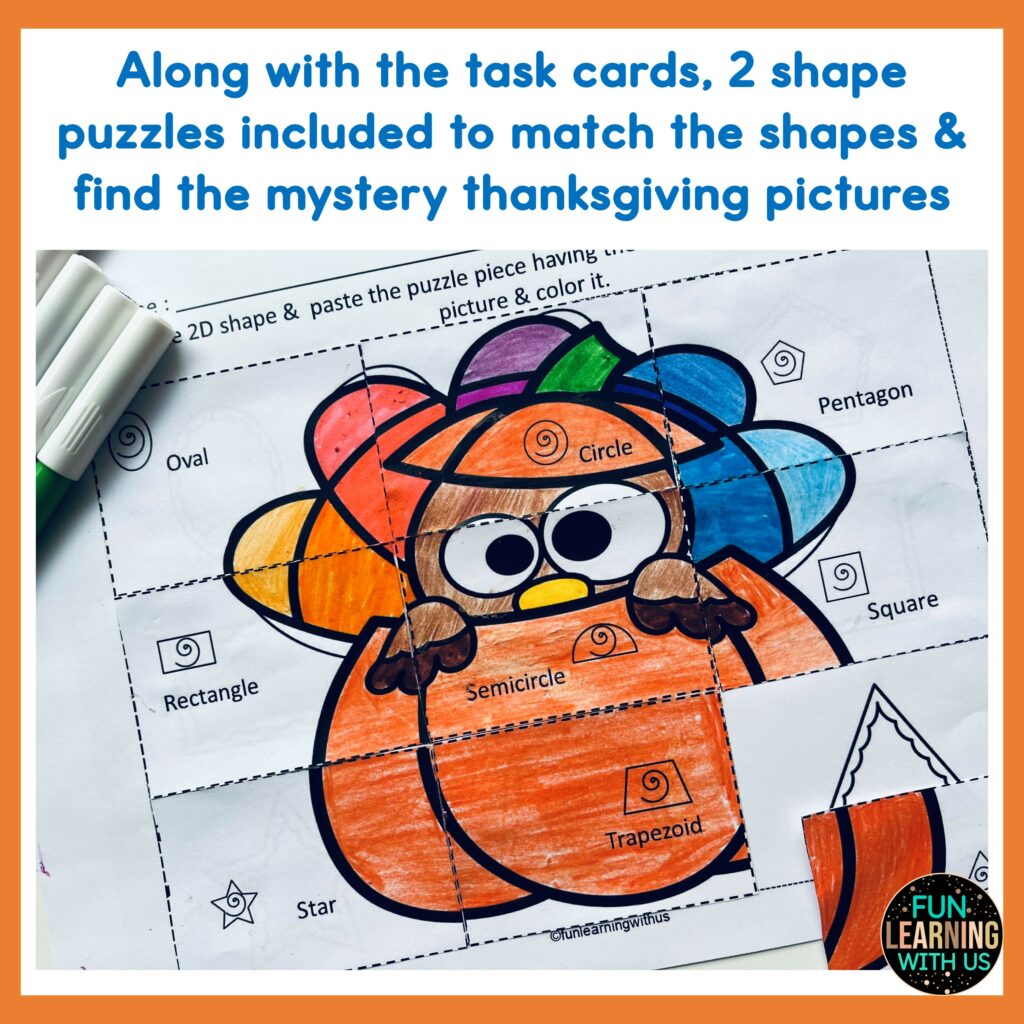 Thanksgiving 2D Shapes Activity | Pumpkin Pie Shapes Puzzles | Made By ...