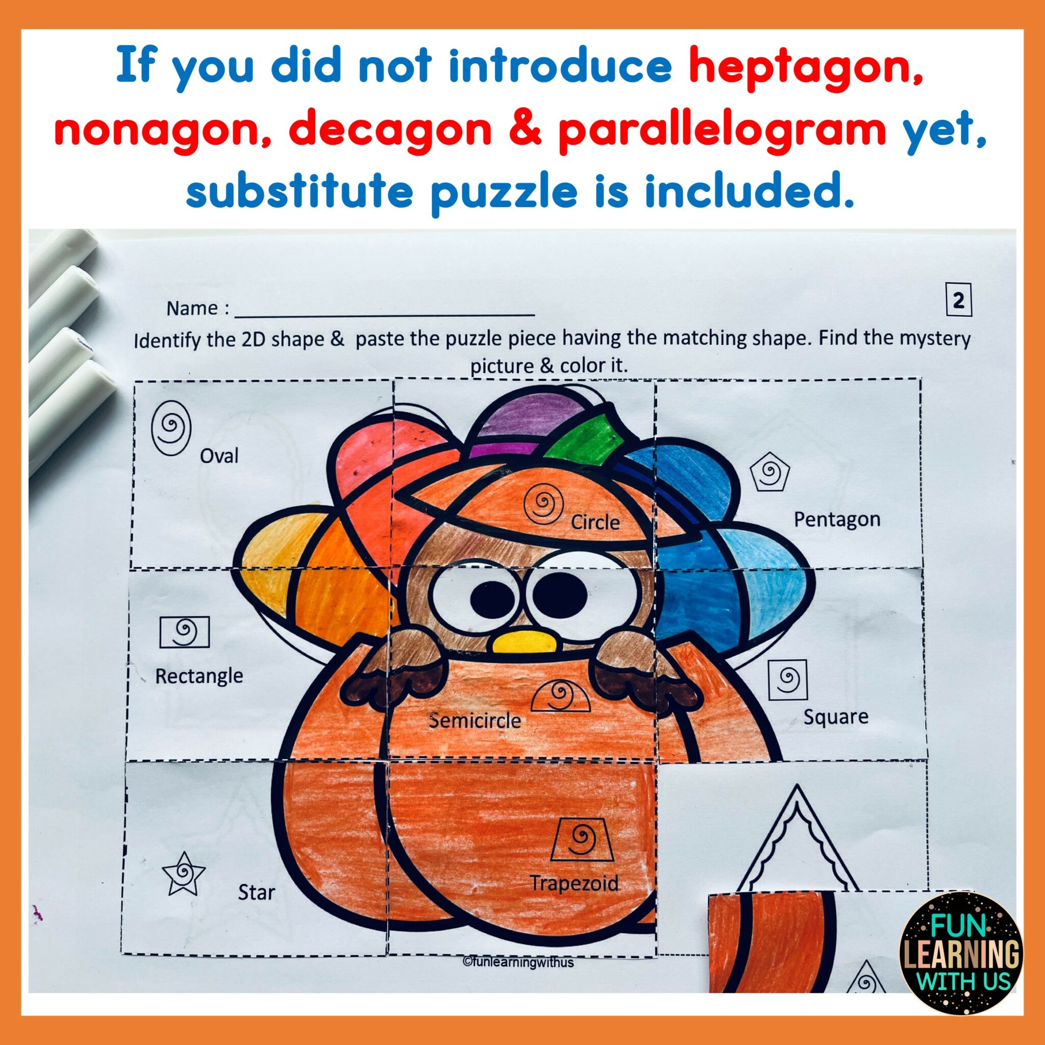 Thanksgiving 2D Shapes Activity | Pumpkin Pie Shapes Puzzles | Made By ...