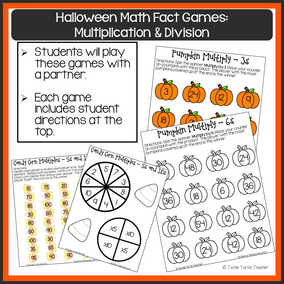Multiplication and Division Halloween Math Fact Games: Partner Center ...