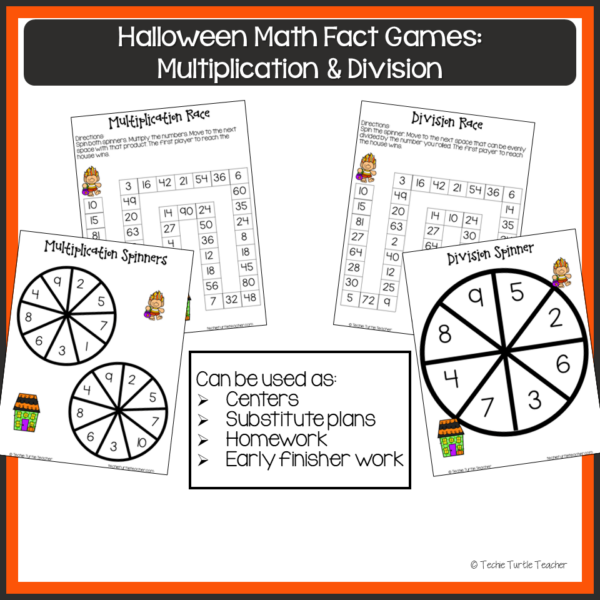 Multiplication and Division Halloween Math Fact Games: Partner Center ...
