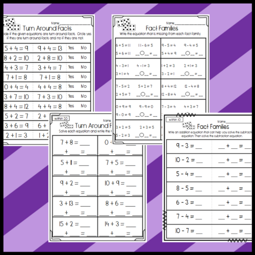 Turn Around Fact and Fact Family Worksheets | Made By Teachers