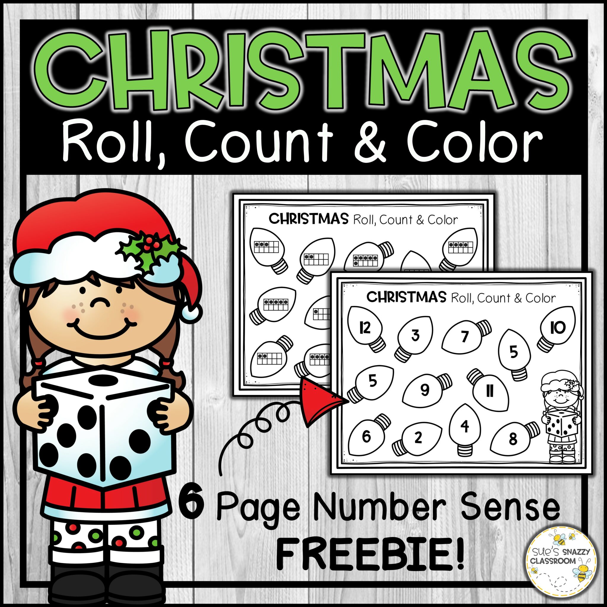 Christmas Number Sense Activity - Roll, Count and Color | Math Center ...