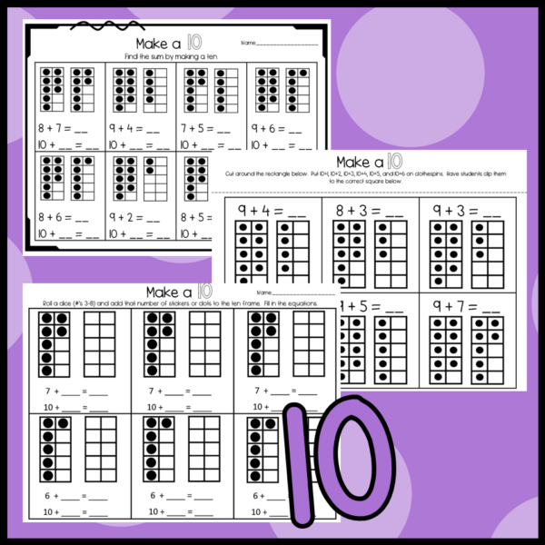 Make a Ten Strategy for Addition: Worksheets and Center Activity | Made ...