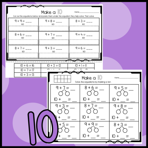 Make a Ten Strategy for Addition: Worksheets and Center Activity | Made ...