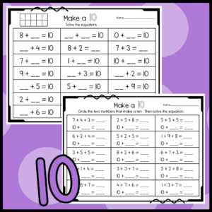 Make a Ten Strategy for Addition: Worksheets and Center Activity | Made ...
