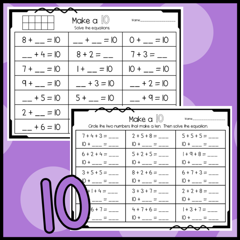 Make a Ten Strategy for Addition: Worksheets and Center Activity | Made ...
