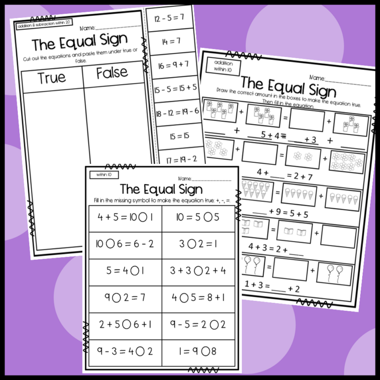 The Equal Sign and Balancing Equations Worksheets - Made By Teachers